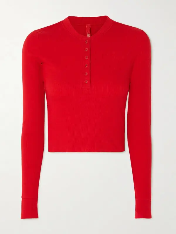 SKIMS Long Sleeve Crop Henley