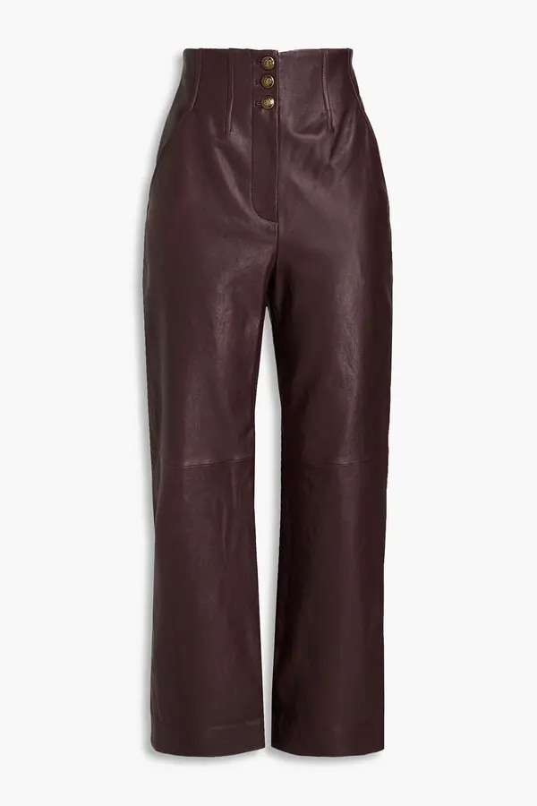 Veronica Beard Arcello Leather Wide-leg Pants