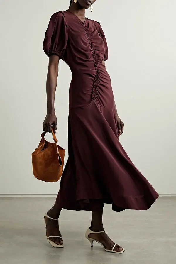 knee length dresses for ladies Elowyn Fringe Midi Dress - Coral
