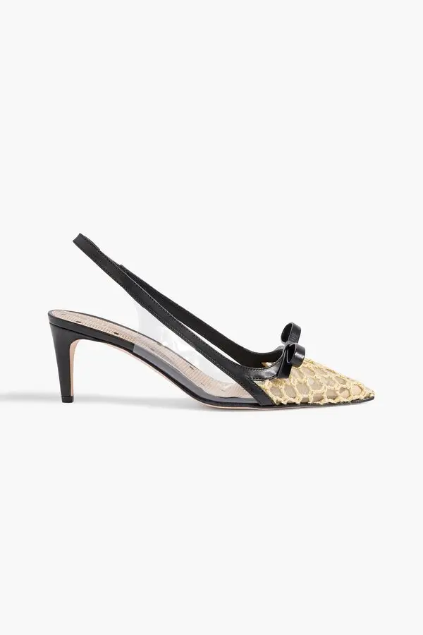 Red Valentino Leathertrimmed Macramé And Pvc Slingback Pumps
