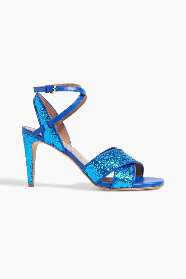 Red Valentino Glittered Leather Sandals - Azure