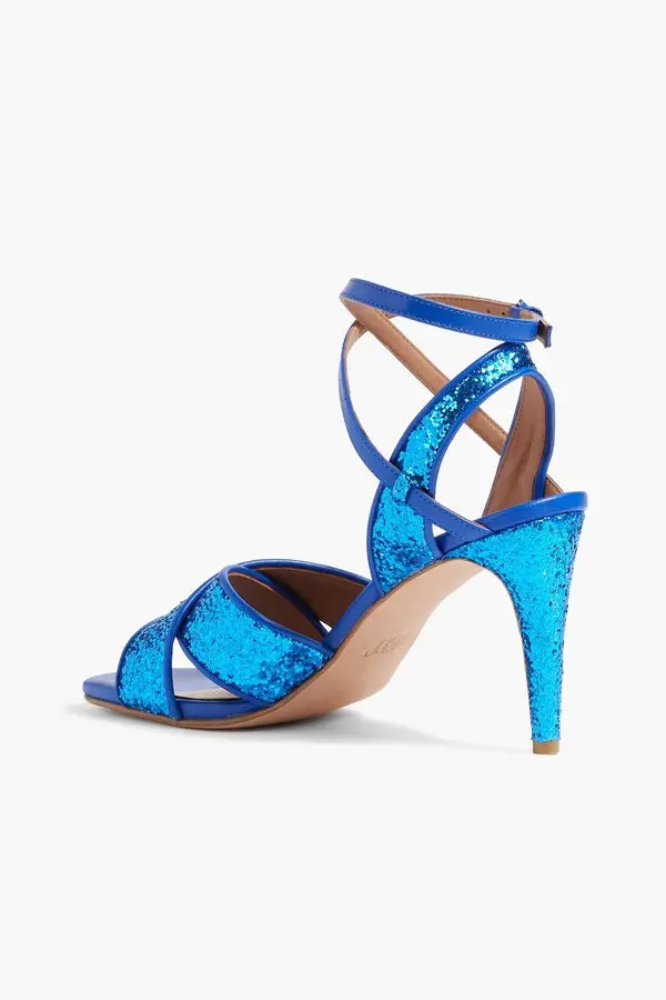 Red Valentino Glittered Leather Sandals - Azure