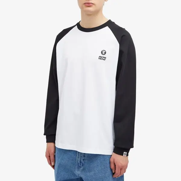 Aape By *A Bathing Ape Aape Now Raglan Long Sleeve T-Shirt In