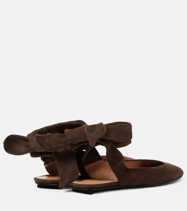 Attico Cloe Suede Slingback Flats - Brown