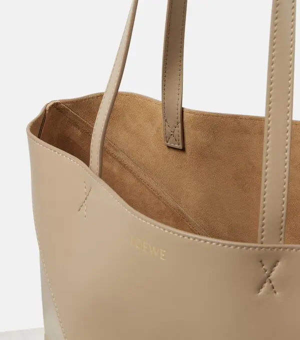 Loewe Puzzle Fold Medium Leather Tote Bag - Beige