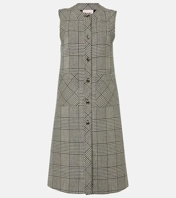 Valentino Garavani Houndstooth Virgin Wool Midi Dress