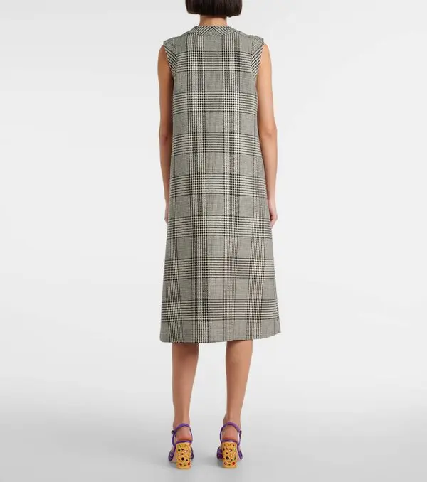 Valentino Garavani Houndstooth Virgin Wool Midi Dress