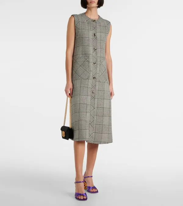 Valentino Garavani Houndstooth Virgin Wool Midi Dress