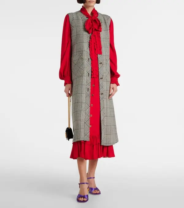 Valentino Garavani Houndstooth Virgin Wool Midi Dress