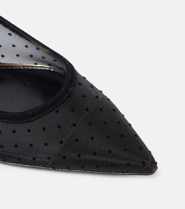 Tory Burch Suede-trimmed Mesh Mary Jane Flats
