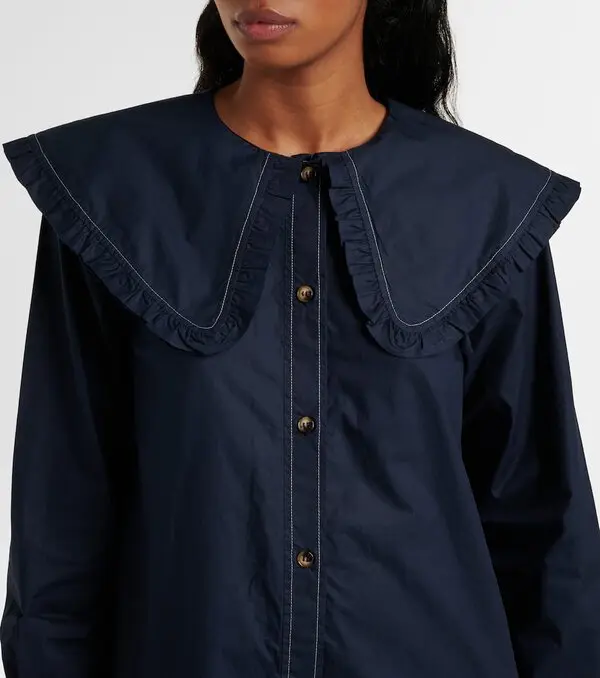 GANNI Cotton Buttoned Shirt Dress