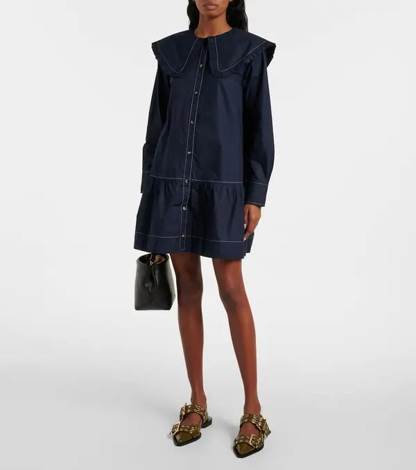 GANNI Cotton Buttoned Shirt Dress