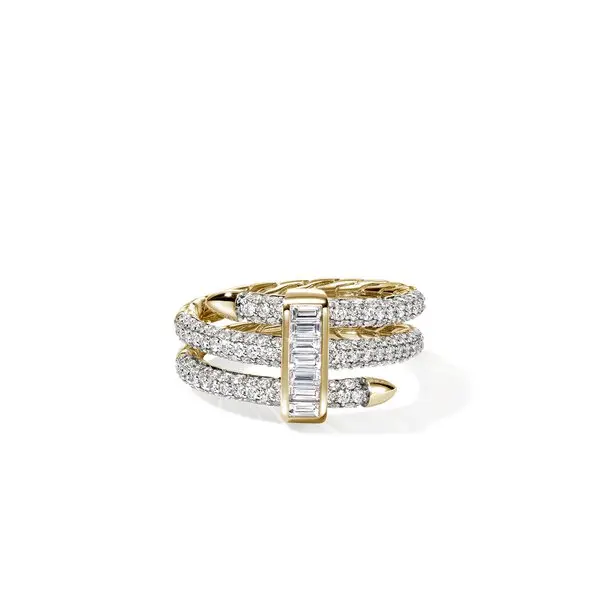 John Hardy Artisan Series Spear Triple Tier Ring - White Diamond