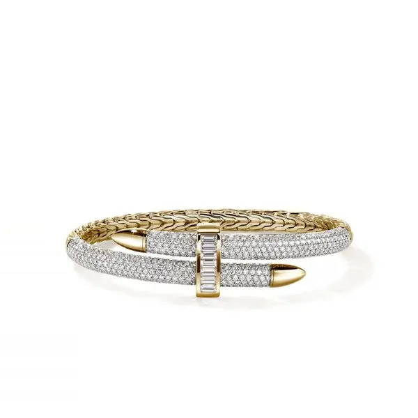 John Hardy Artisan Series Spear Flex Cuff - White Diamond
