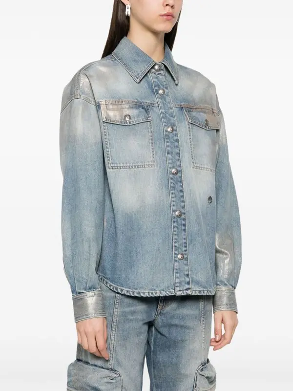 Palm Angels Coated Denim Shirt
