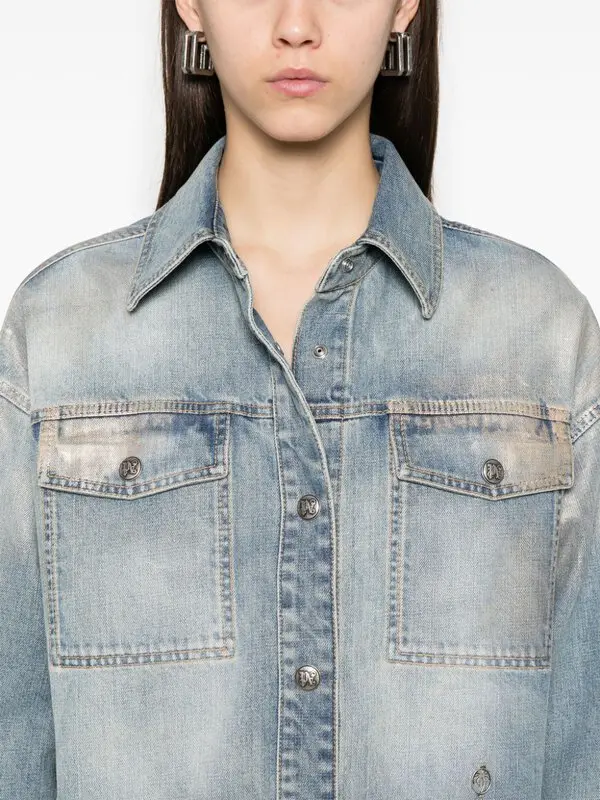Palm Angels Coated Denim Shirt