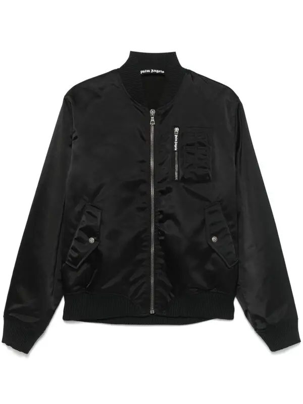 Palm Angels Curved-logo Bomber Jacket - Black
