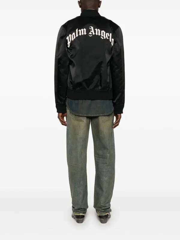 Palm Angels Curved-logo Bomber Jacket - Black