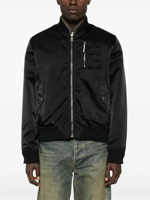 Palm Angels Curved-logo Bomber Jacket - Black
