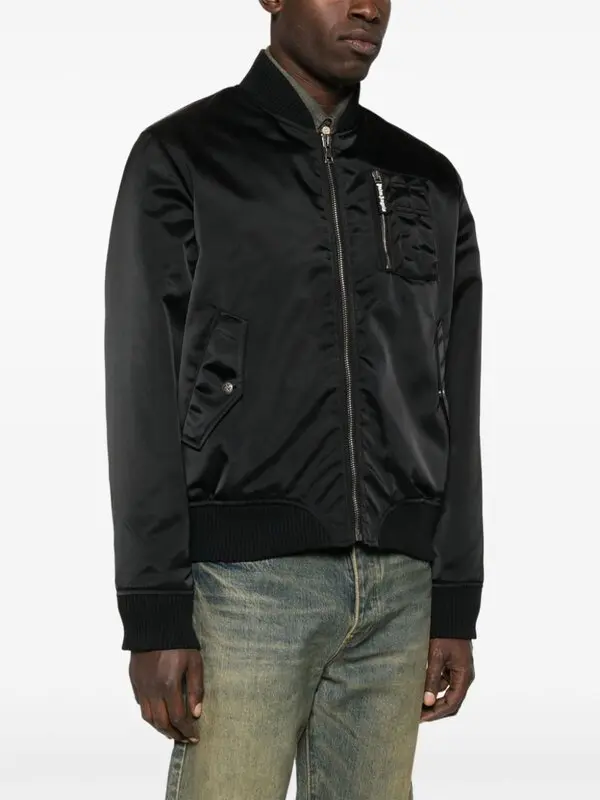 Palm Angels Curved-logo Bomber Jacket - Black
