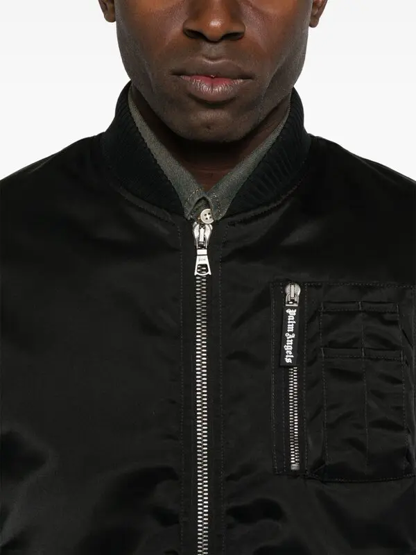 Palm Angels Curved-logo Bomber Jacket - Black