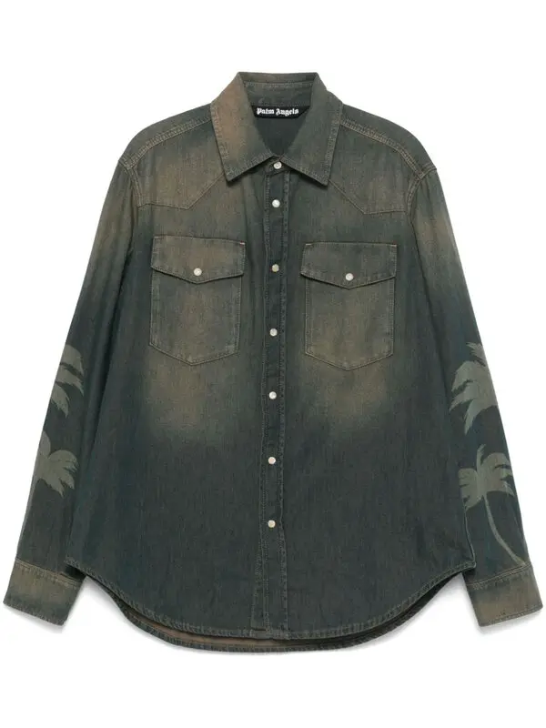 Palm Angels Palm-print Shirt - Brown