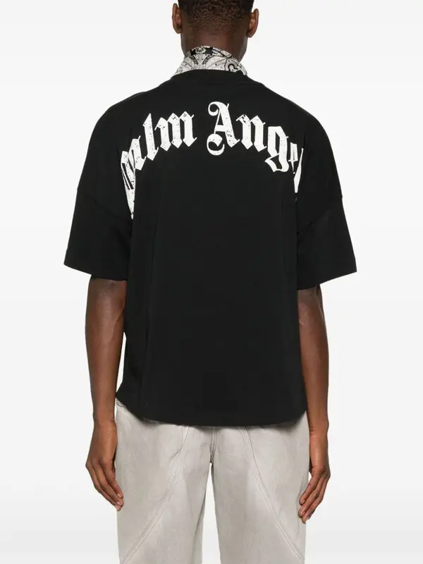 Palm Angels Curved-logo T-shirt - Black