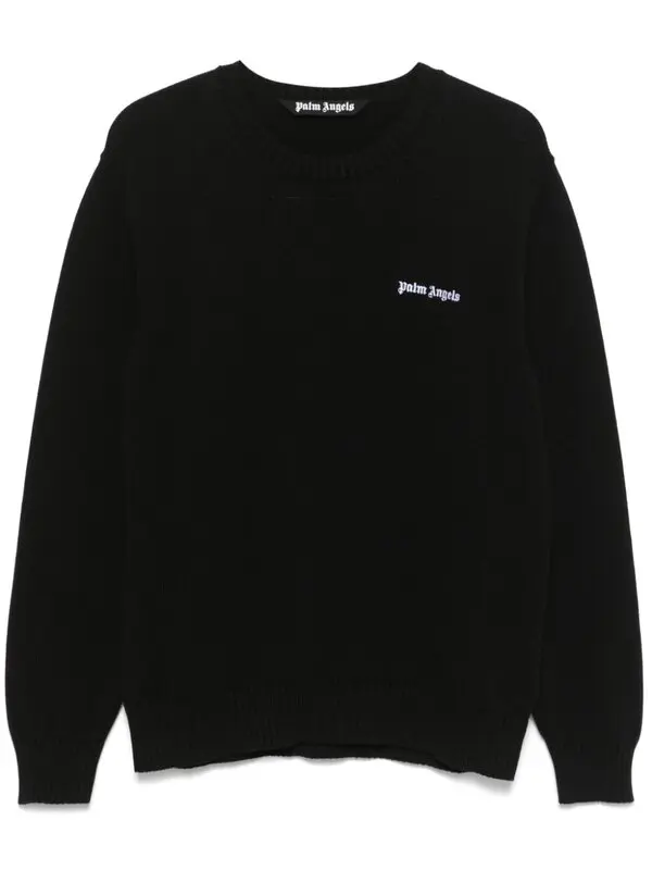 Palm Angels Logo-embroidered Sweater - Black