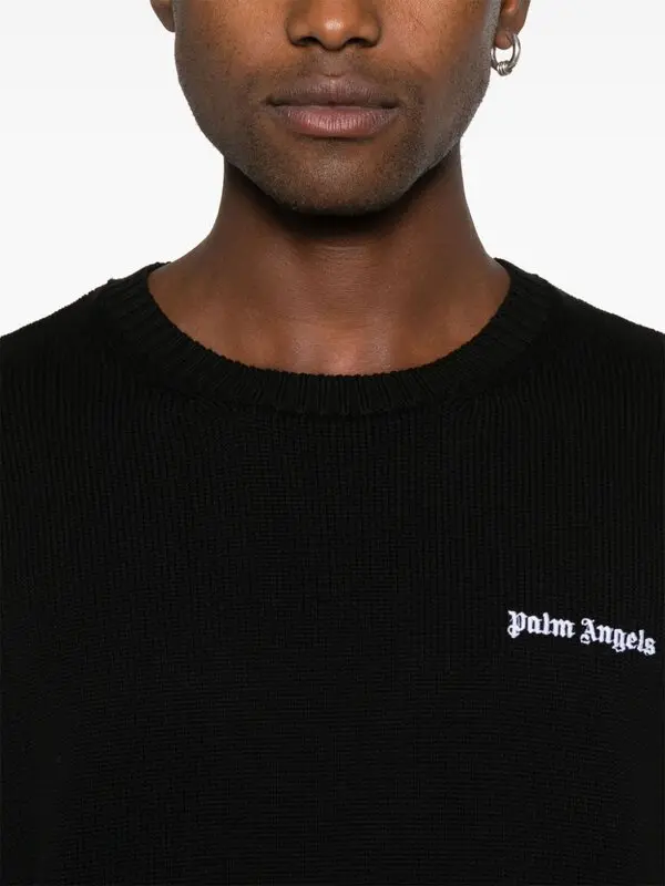Palm Angels Logo-embroidered Sweater - Black