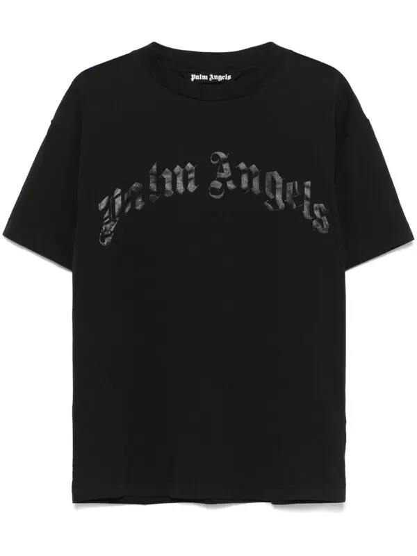 Palm Angels Curved-logo T-shirt - Black