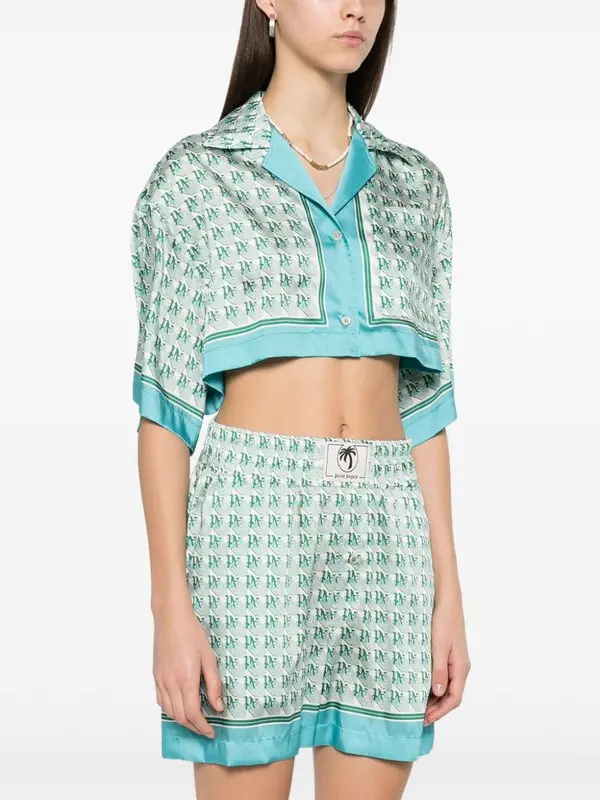 Palm Angels Monogram-print Cropped Shirt