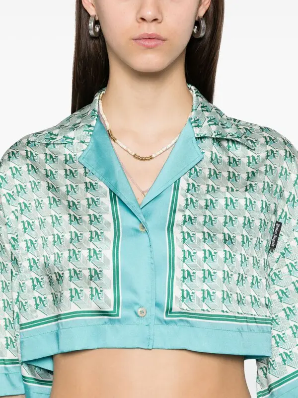 Palm Angels Monogram-print Cropped Shirt