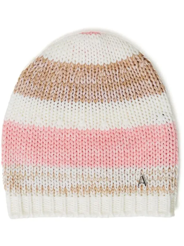 TWINSET Striped Beanie - Neutrals