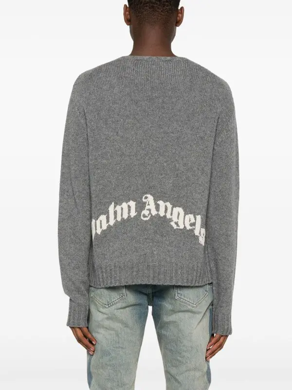 Palm Angels Curved-logo Sweater - Grey