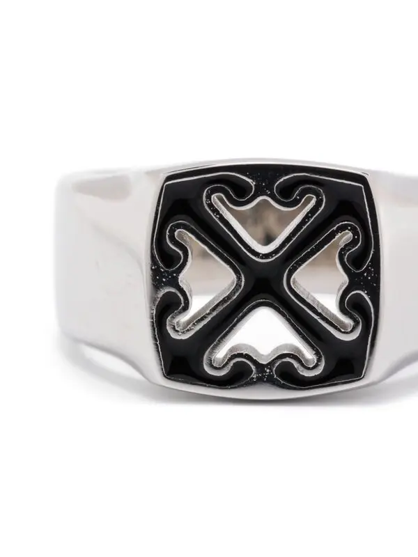 Off-White Enamel Arrow Ring