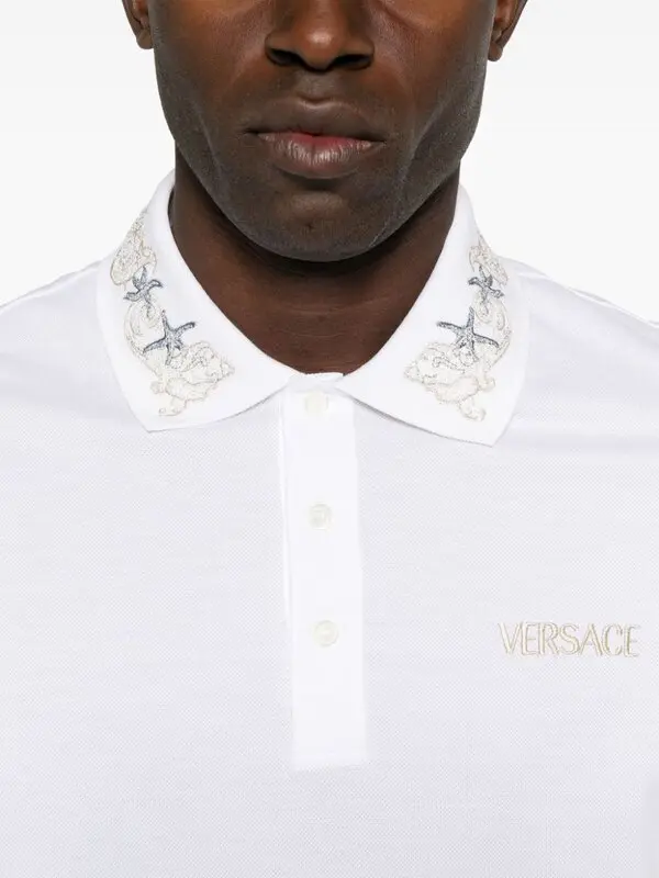 Versace Logo-embroidered Polo Shirt