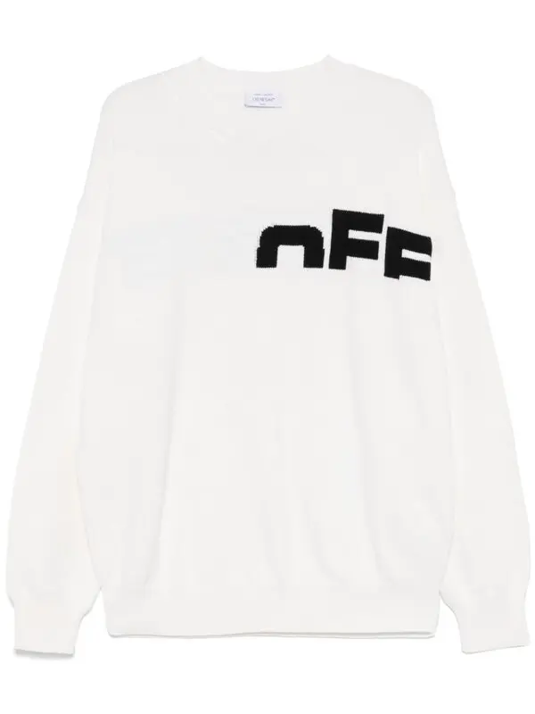 Off-White Intarsia-knit Logo Sweater - White