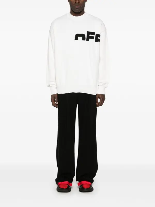 Off-White Intarsia-knit Logo Sweater - White