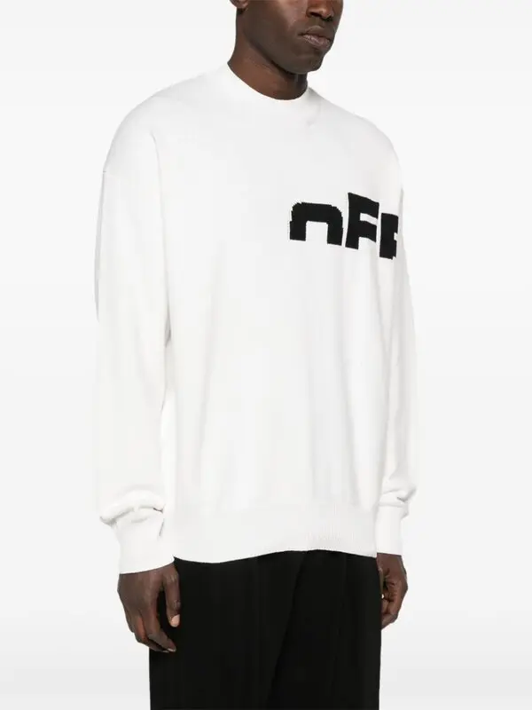 Off-White Intarsia-knit Logo Sweater - White