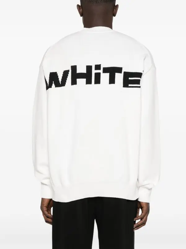 Off-White Intarsia-knit Logo Sweater - White