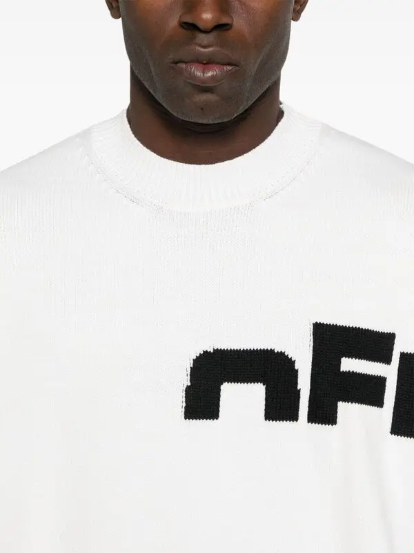 Off-White Intarsia-knit Logo Sweater - White