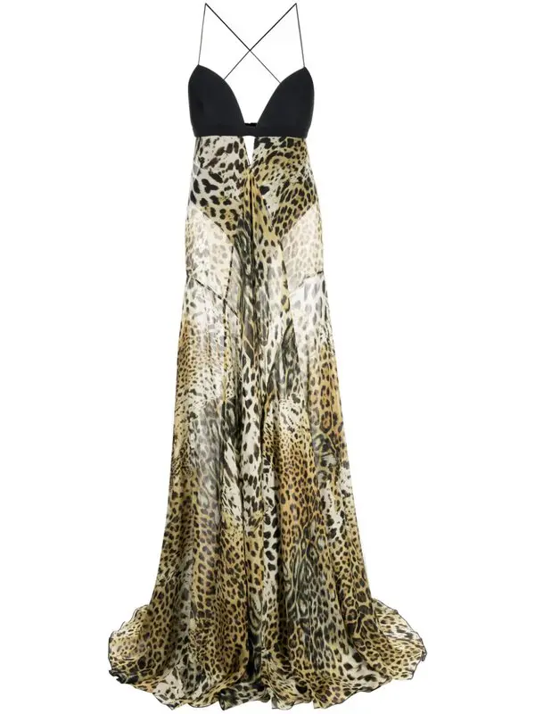 Roberto Cavalli Leopard-print Long Dress