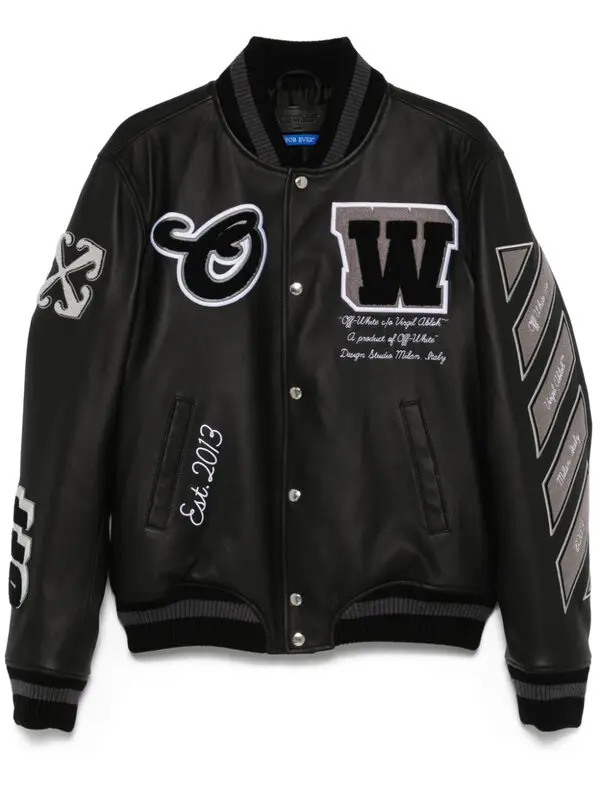 Off-White Leather Bomber Jacket