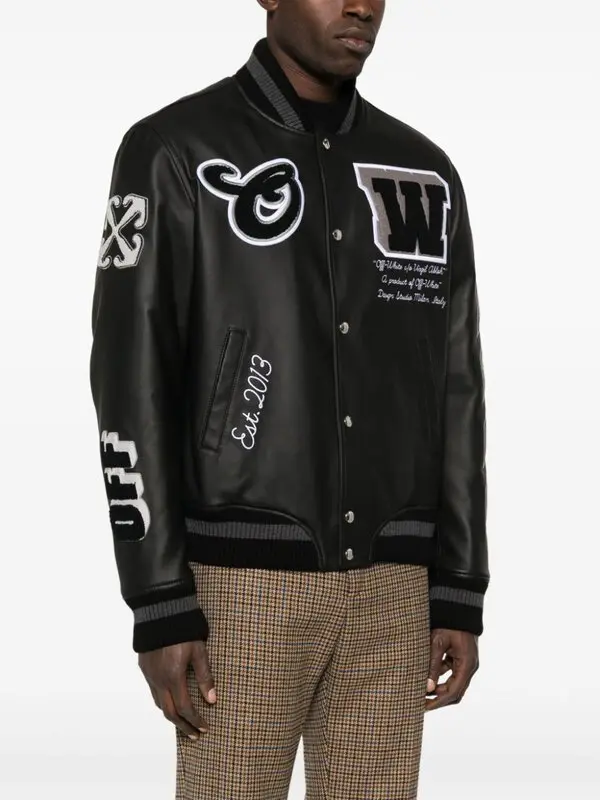 Off-White Leather Bomber Jacket