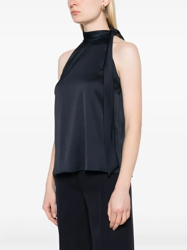 Theory Textured-satin Halter Top - Blue