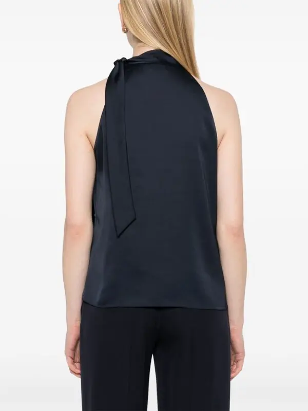 Theory Textured-satin Halter Top - Blue