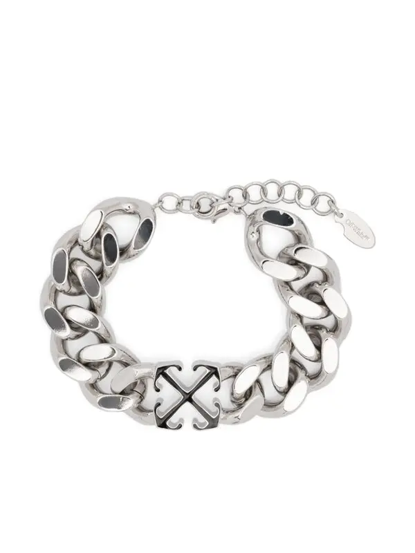 Off-White Enamel Arrow Bracelet - Silver