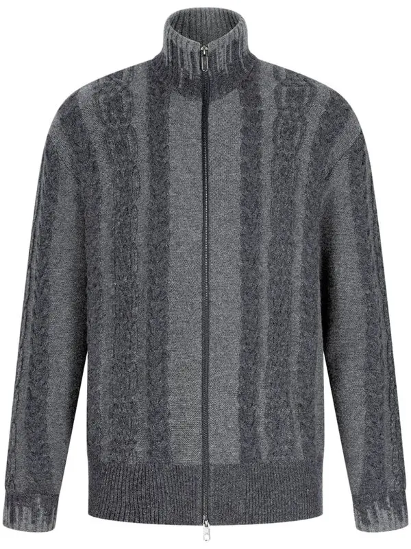 Shanghai Tang Cable-knit Zip Cardigan