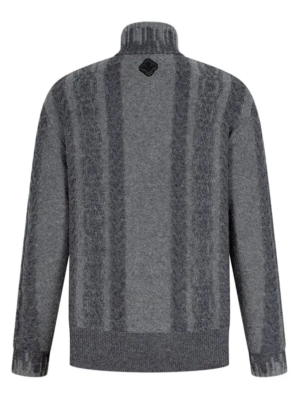 Shanghai Tang Cable-knit Zip Cardigan
