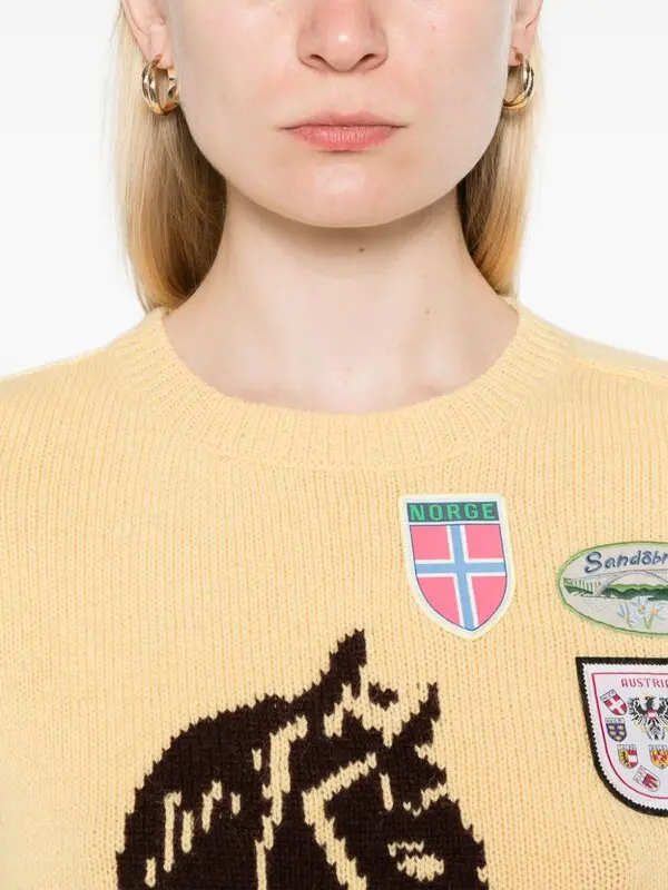 Bode Pony Silhouette Patch Detail Sweater - Yellow | Editorialist